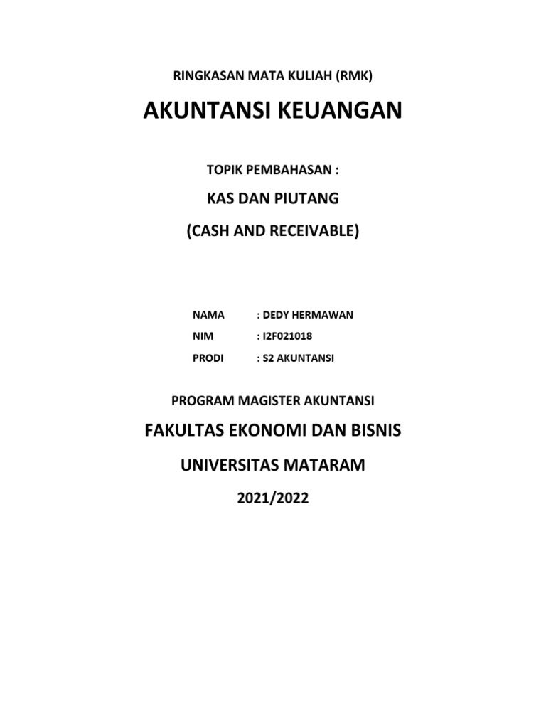 RMK Kas Dan Piutang | PDF