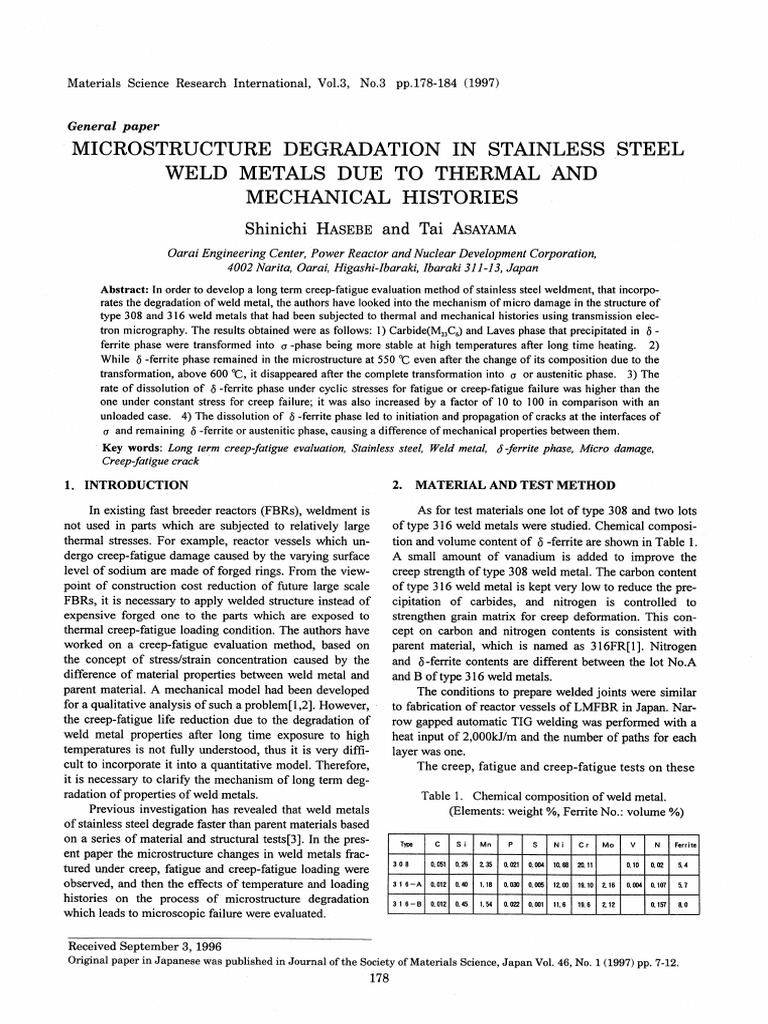 (1997) Microstructure Degradation in Stainless Steel Weld Metals Due To ...