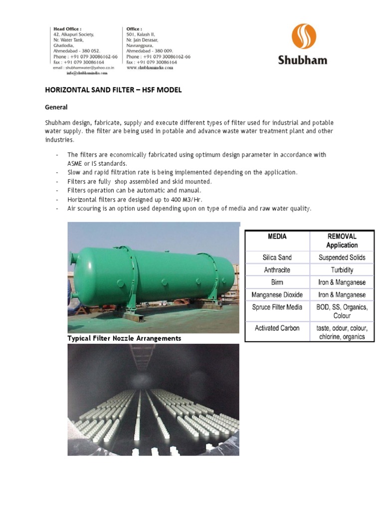 Horizontal Sand Filter Specifications | PDF | Home & Garden | Science ...