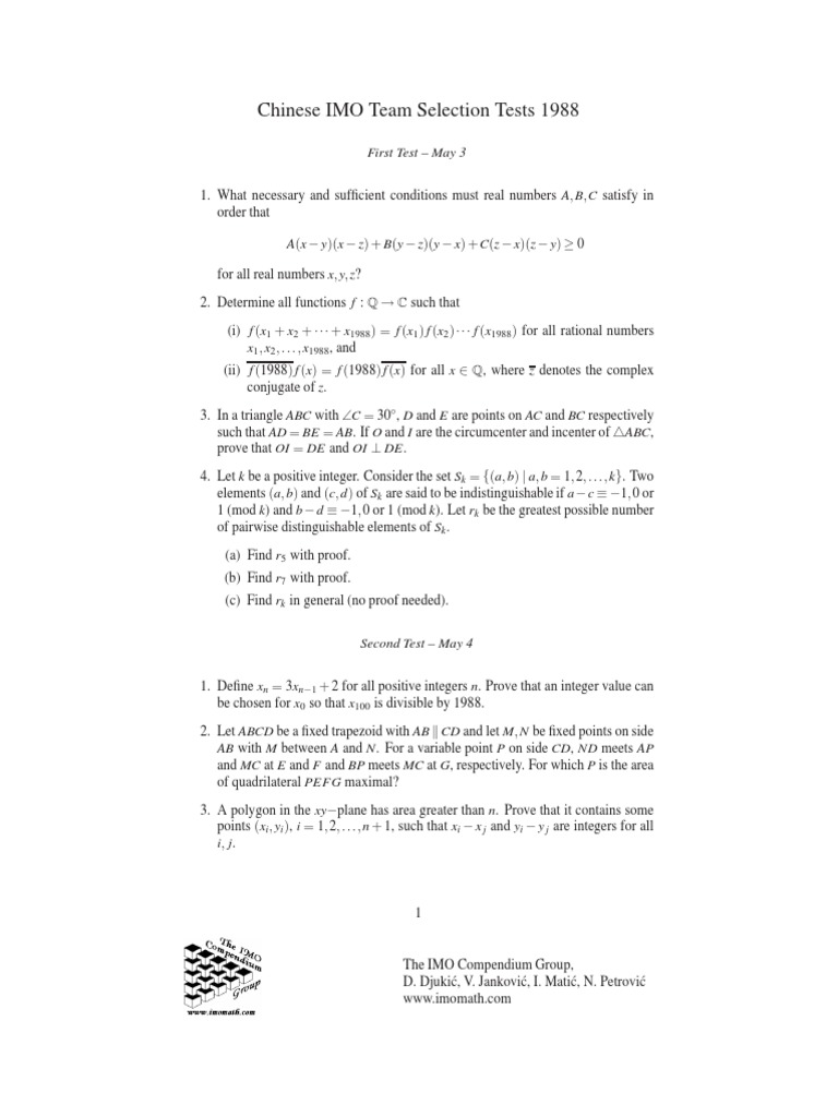 CHN TST88 | PDF | Mathematics | Discrete Mathematics