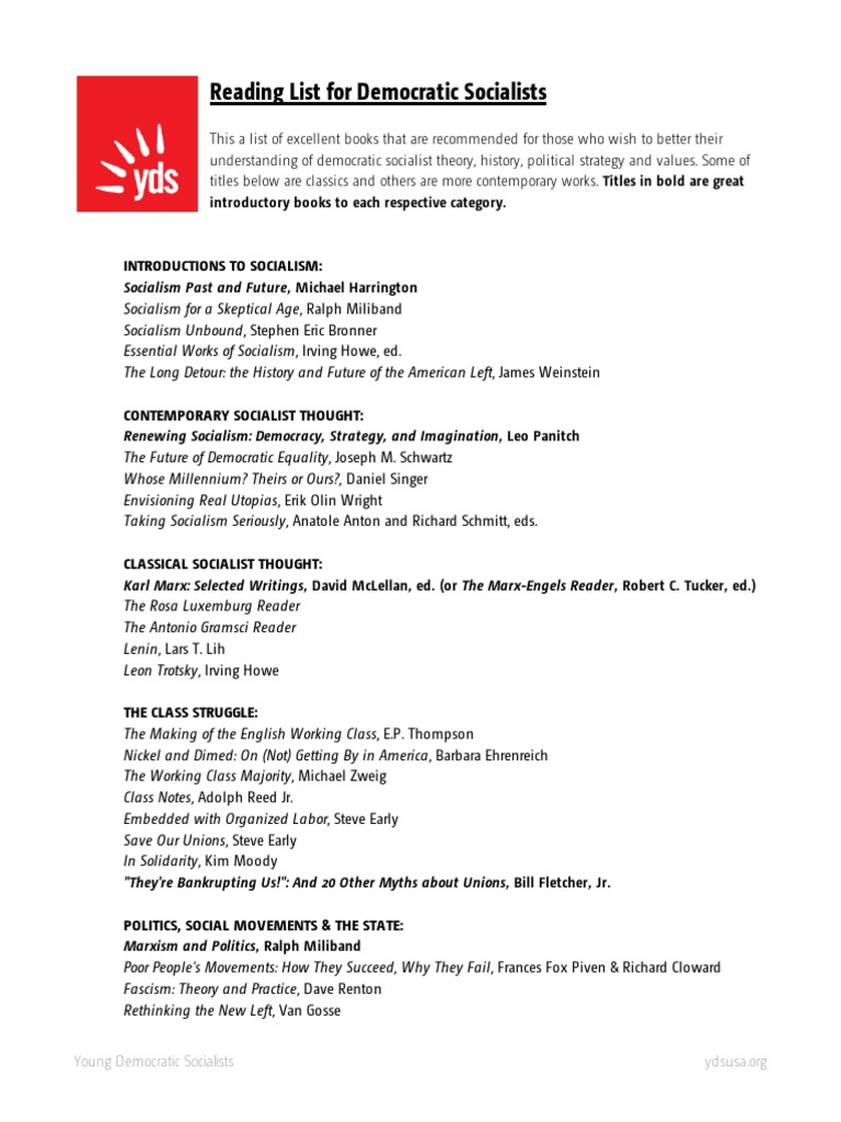 Reading List For Democratic Socialists: Introductory Books To Each ...