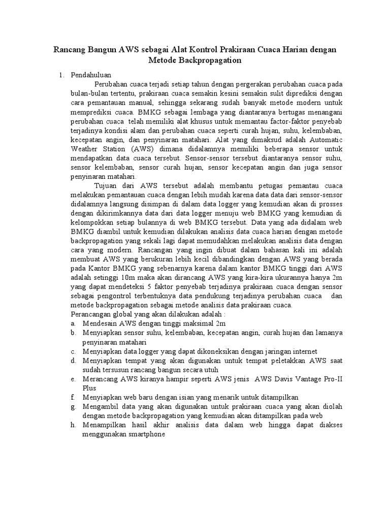 Rancang Bangun AWS Sebagai Alat Kontrol Prakiraan Cuaca Harian Dengan ...