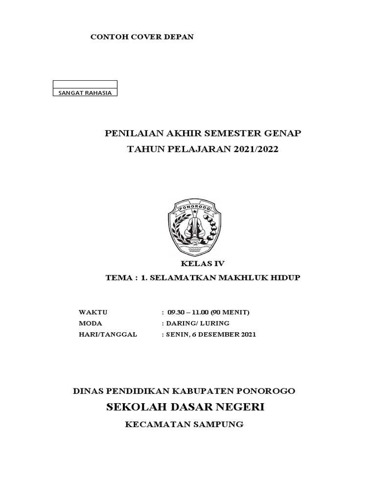 Panduan Pas SD Kec, Sampung 2021 2022 (Rev) | PDF