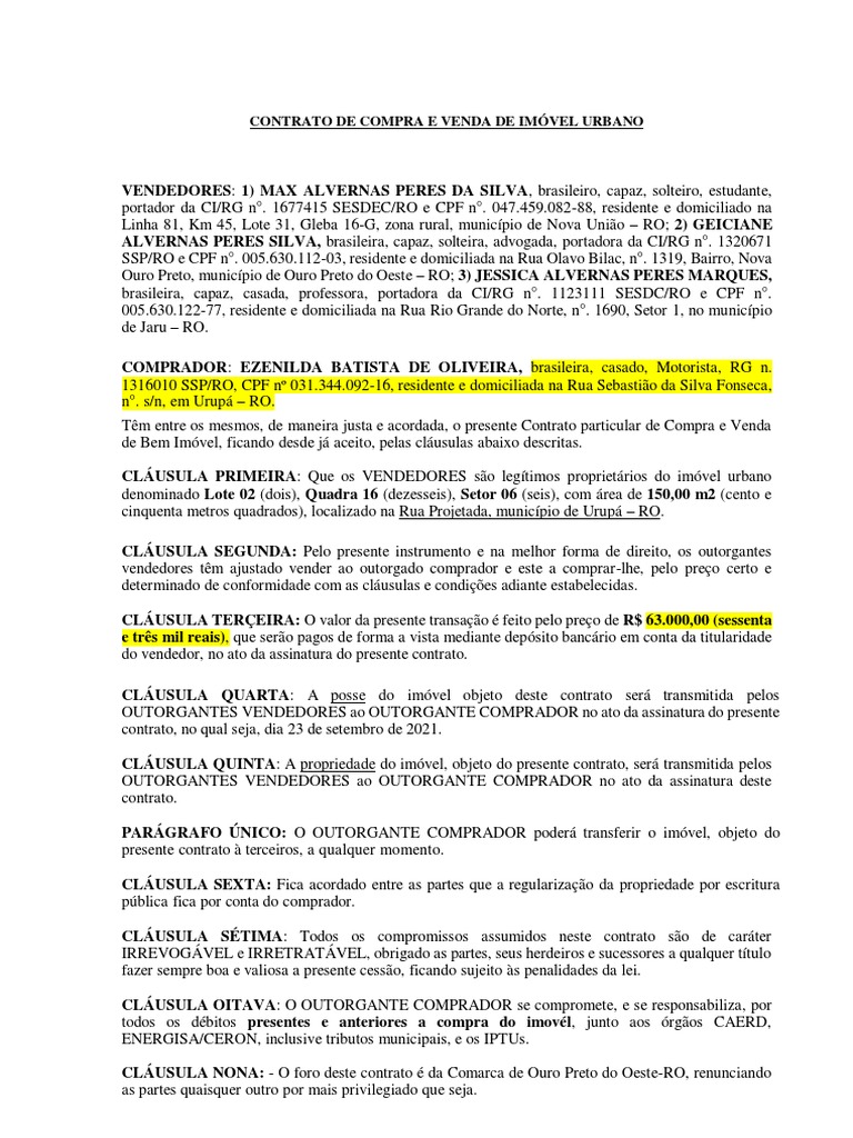 Contrato de Compra e Venda | PDF