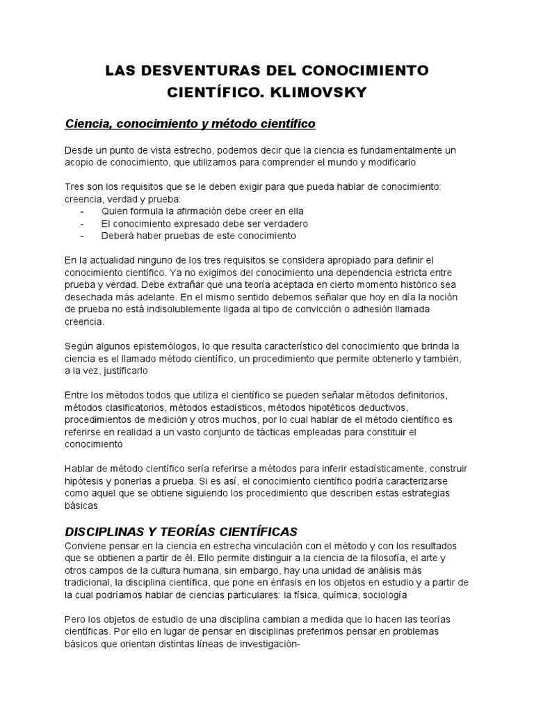 1 - Klimovsky Capitulo 1 | PDF | Verdad | Conocimiento