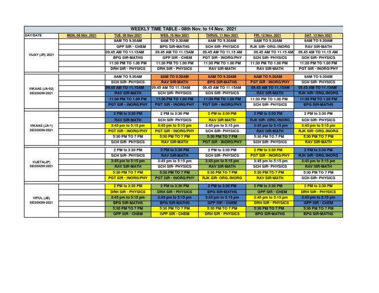 Time Table 2021-22-1 | PDF