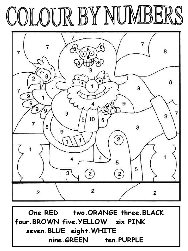 One Red Two - ORANGE Three - BLACK Four - BROWN Five - YELLOW Six PINK ...