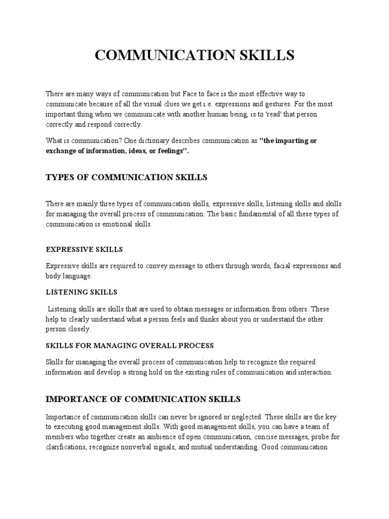 Effective Communication Presentation Skills Pdf Body Language