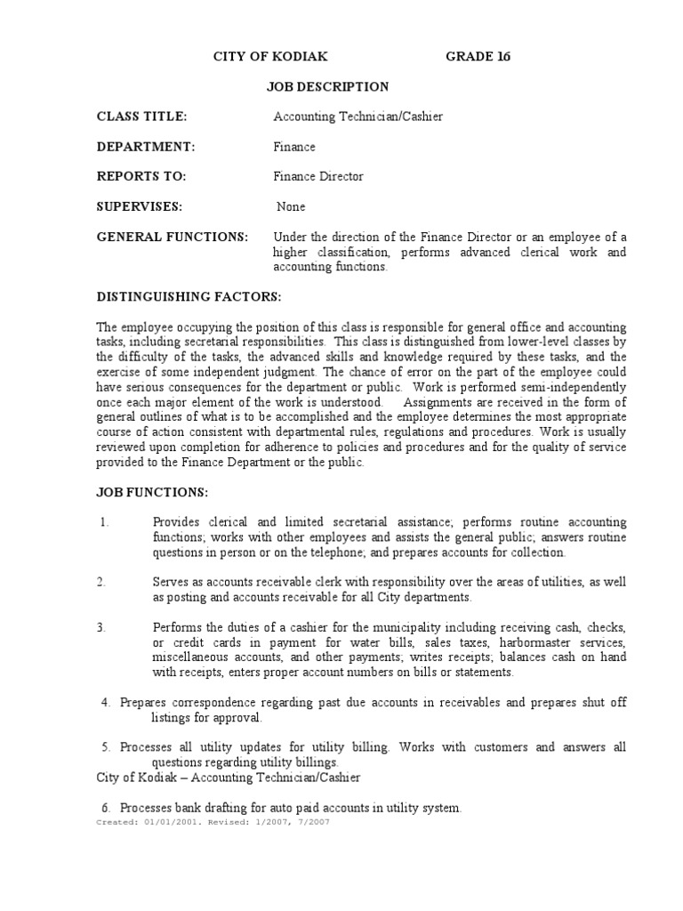 Our Example of Job Analysis | Bookkeeping | Accounting