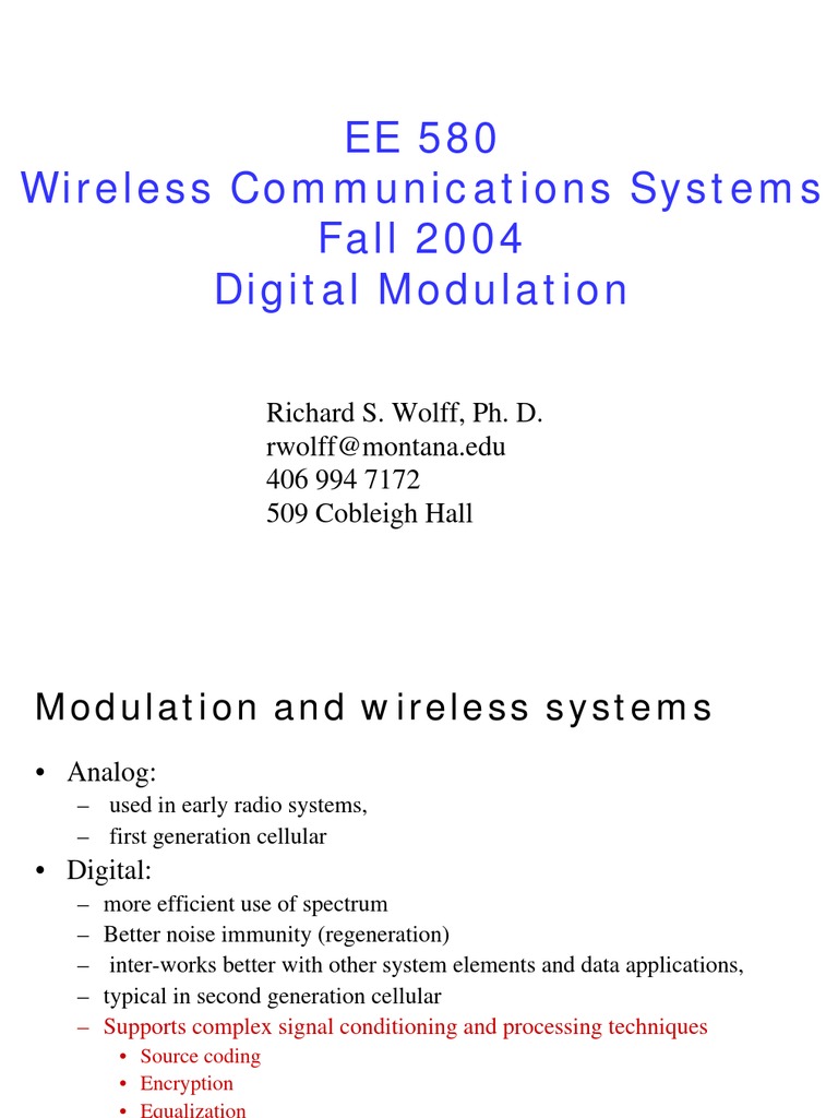 Week9a, Digital Modulation | PDF | Modulation | Bandwidth (Signal Processing)