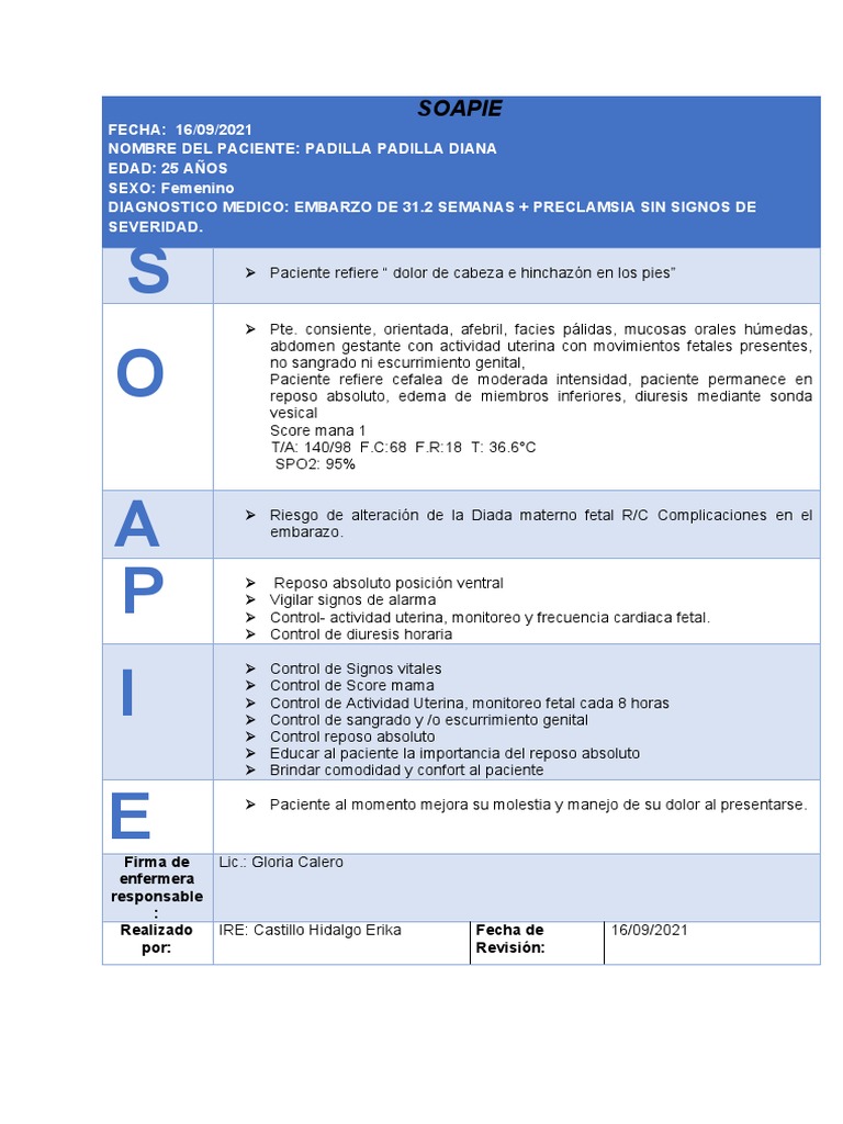 SOAPIE | PDF | Especialidades Medicas | Enfermedades y trastornos