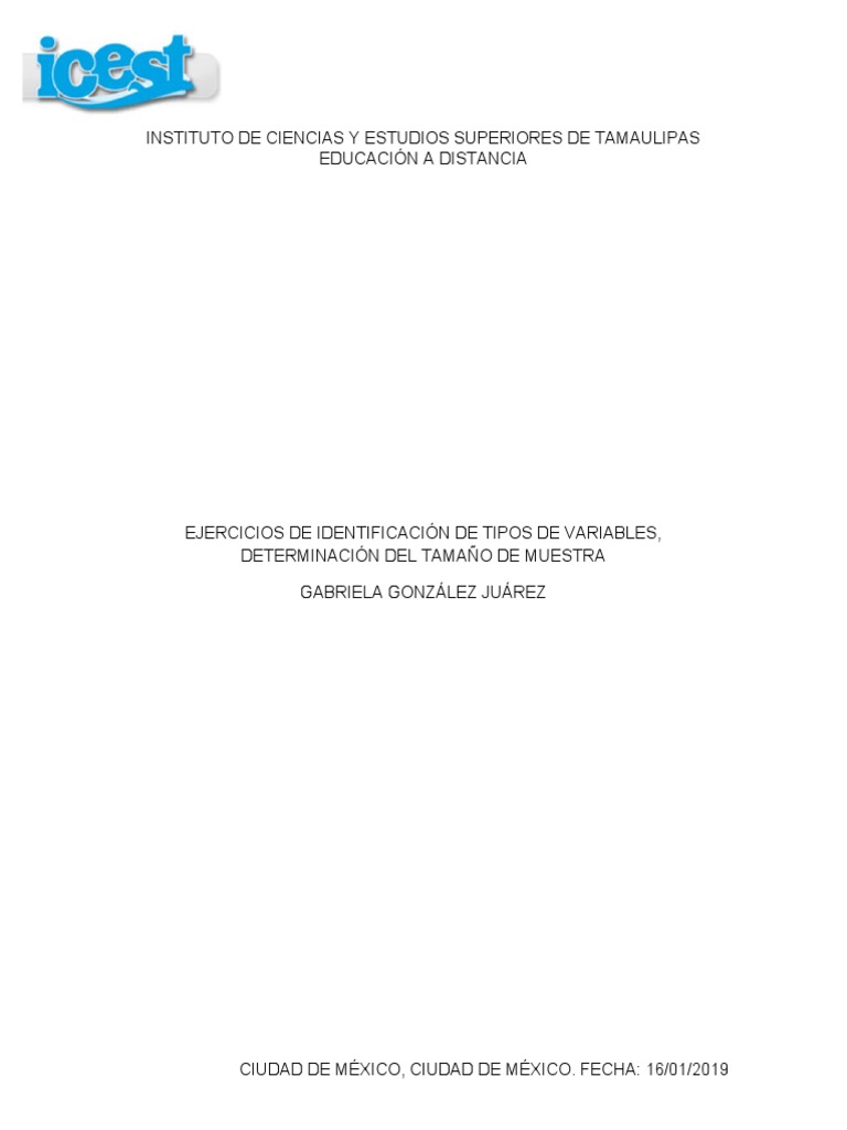 Ejercicios de Variables y Muestras | PDF