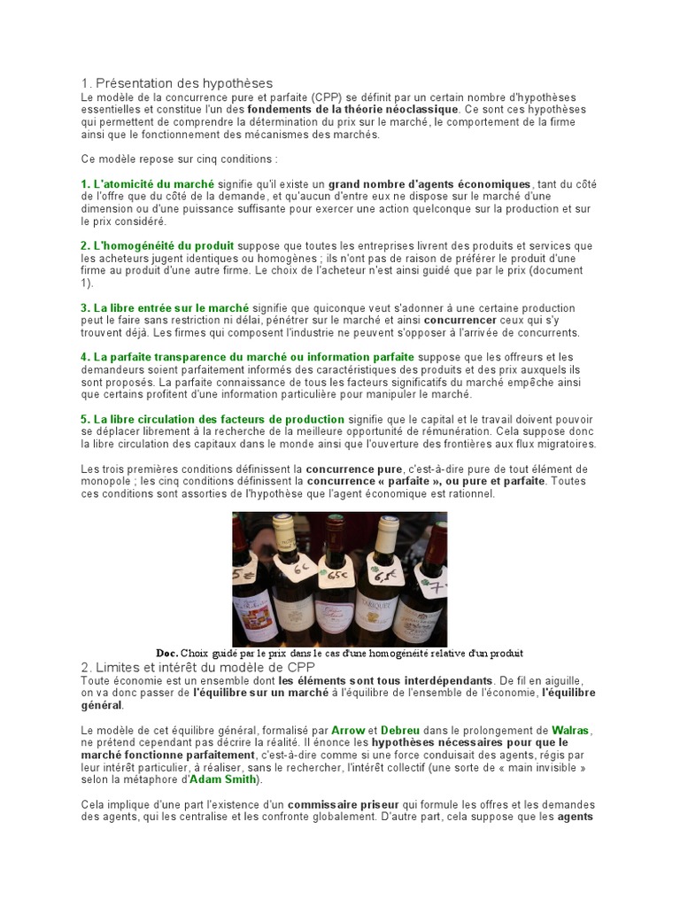 Présentation Des Hypothèses: 1. L'atomicité Du Marché | PDF ...