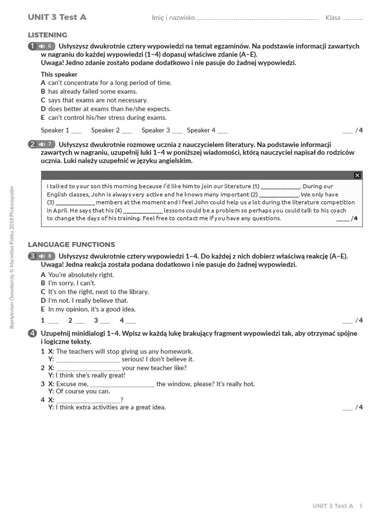 (Unit 3) Test (A) | PDF