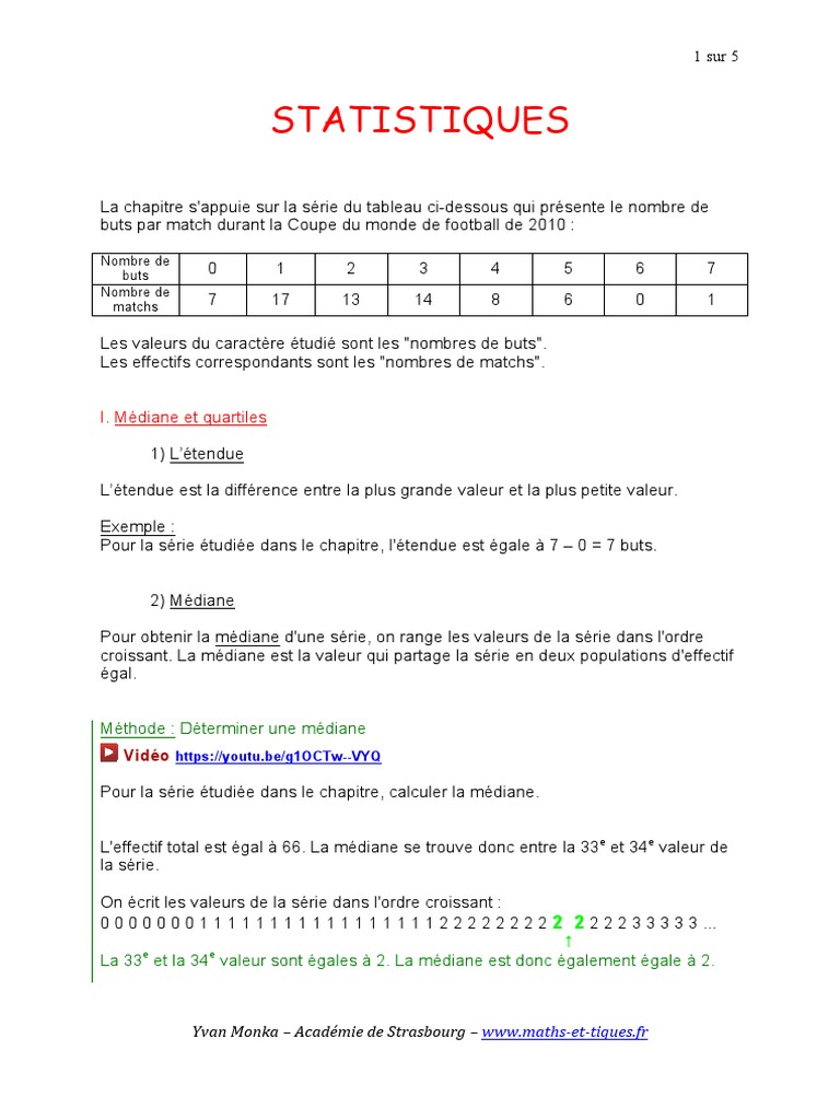 Stat GM | Descargar gratis PDF | Médiane (statistiques) | Quartile