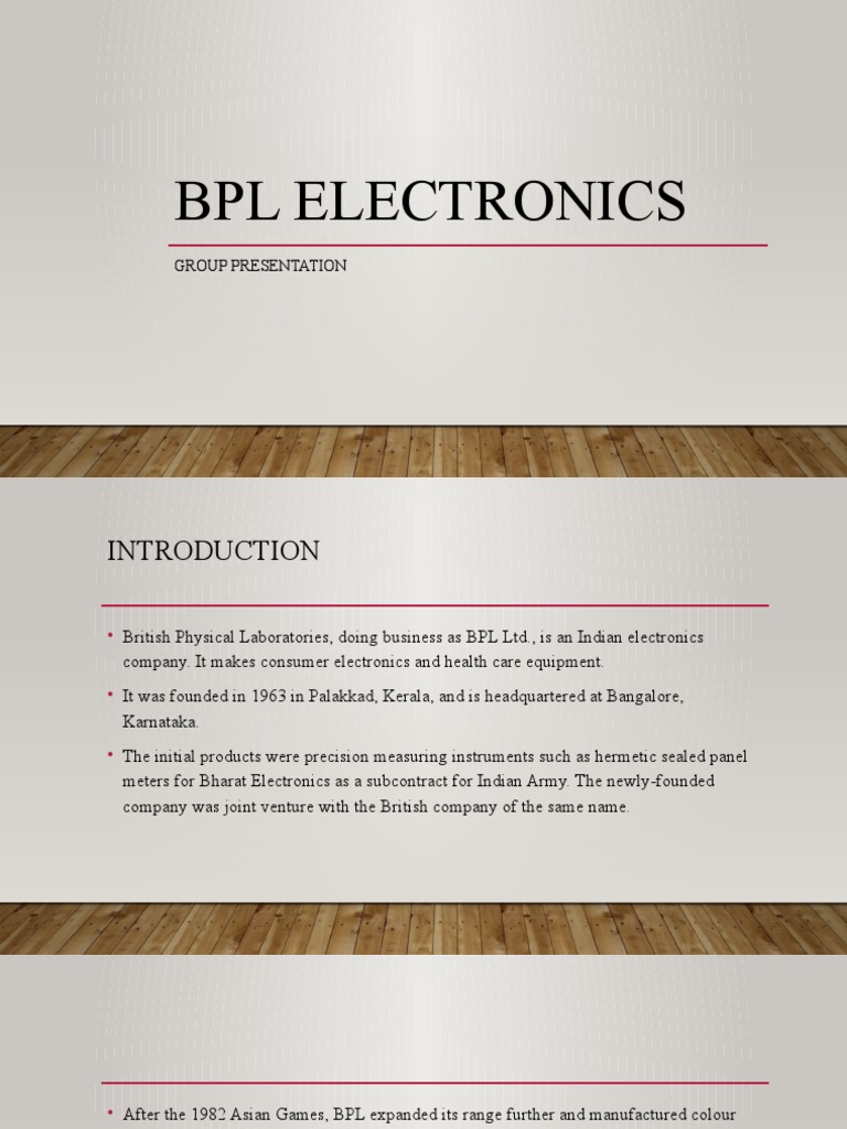 BPL Electronics: Group Presentation | PDF | Business