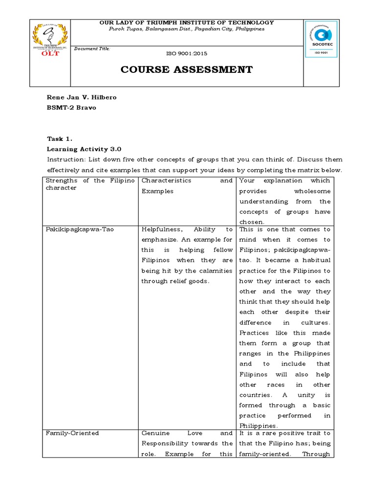Course Assessment 3 Week 1 | PDF | Identity (Social Science ...