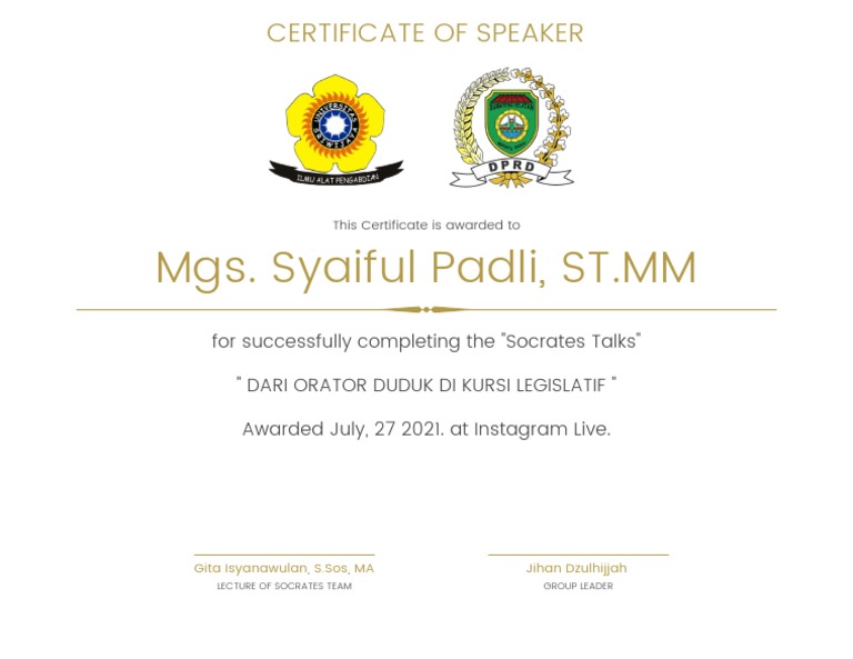 Sertifikat Pak Syaiful | PDF