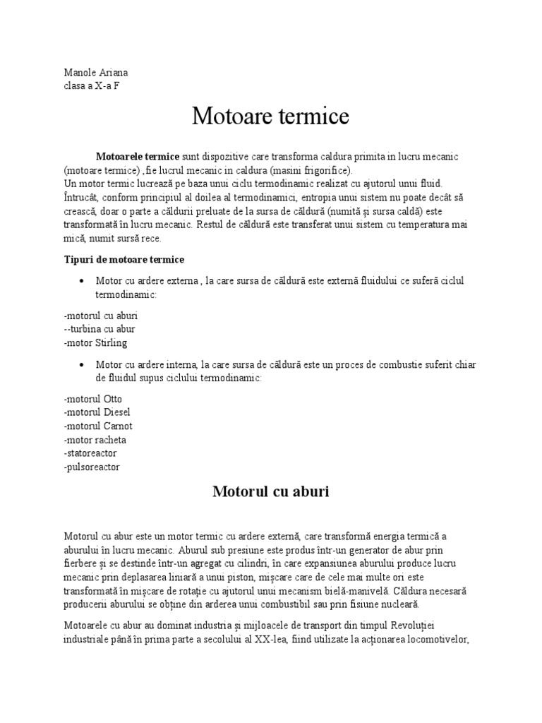 Motoare Termice | PDF