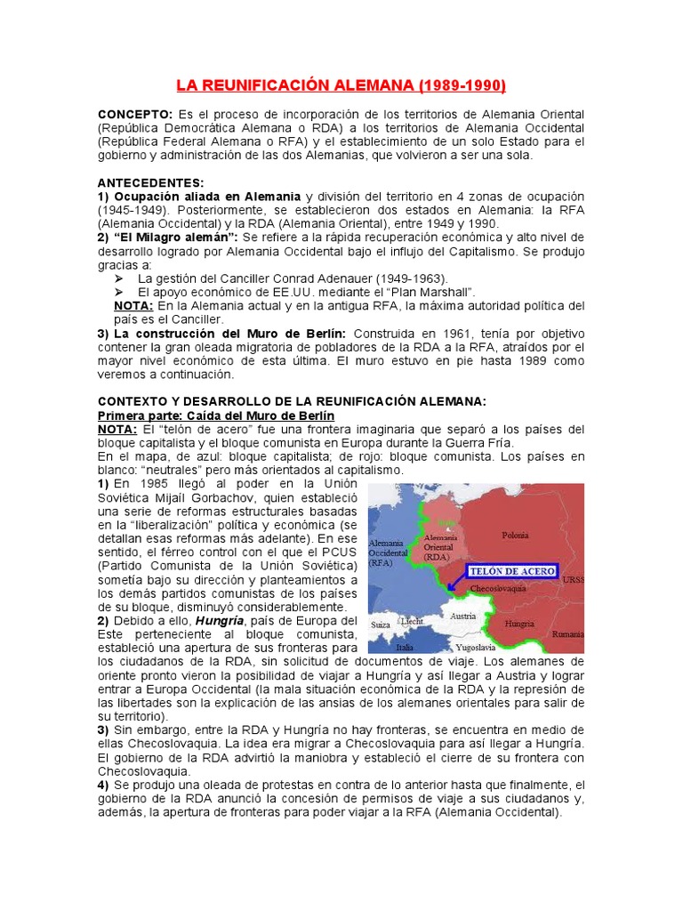 Resumen de la Reunificación Alemana | PDF | Alemania occidental ...