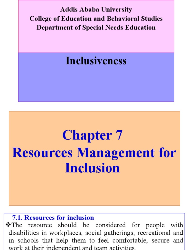 Chapter 7 - FINAL Resource Management For Inclusion | PDF | Inclusion ...