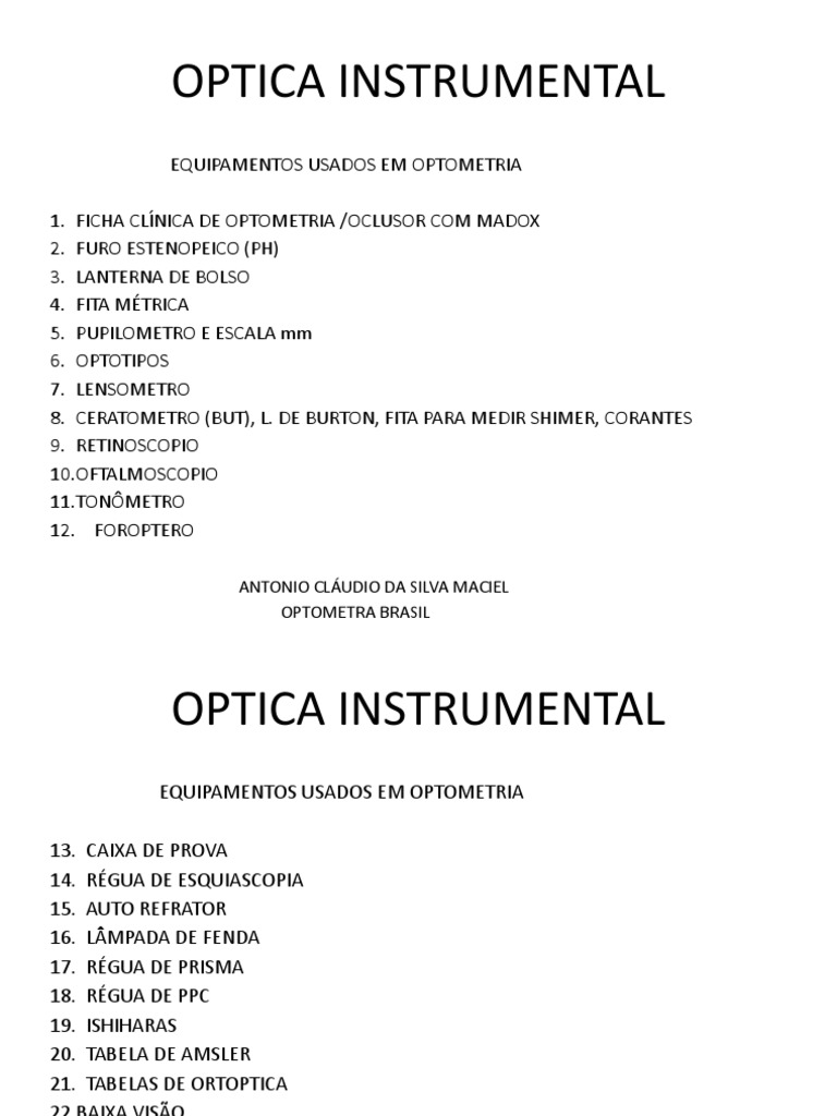 Optica Instrumental 2 | PDF | Ótica | Sistema visual