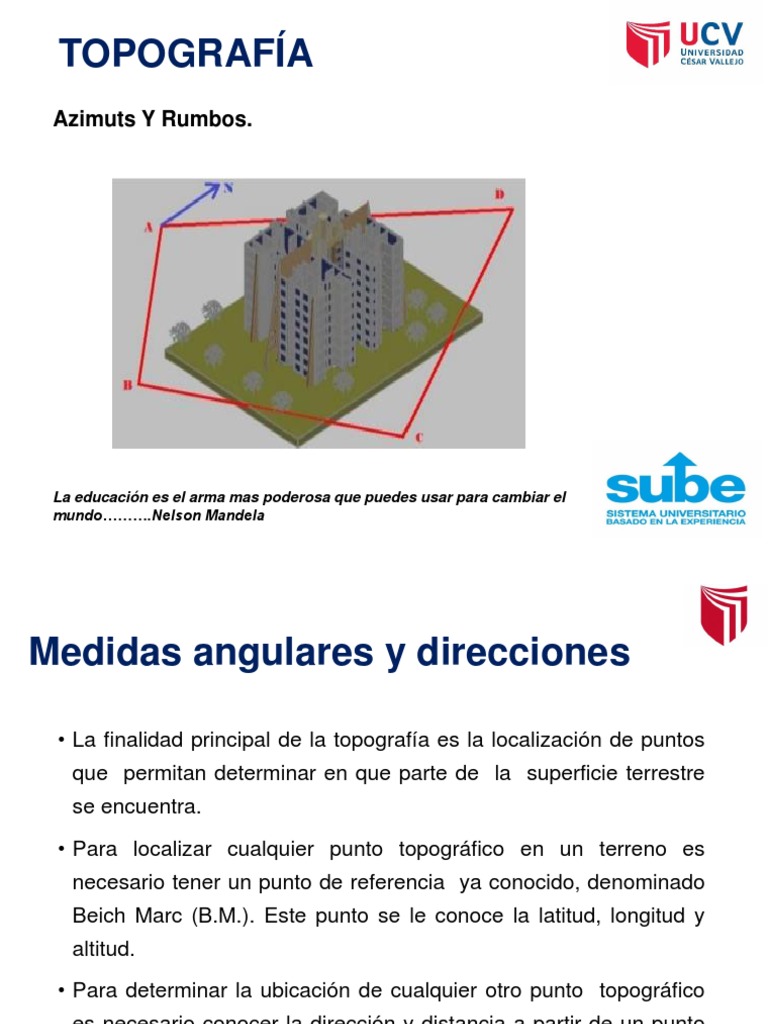 Azimut y Rumbos en Topografía | PDF | Azimut | Geofísica