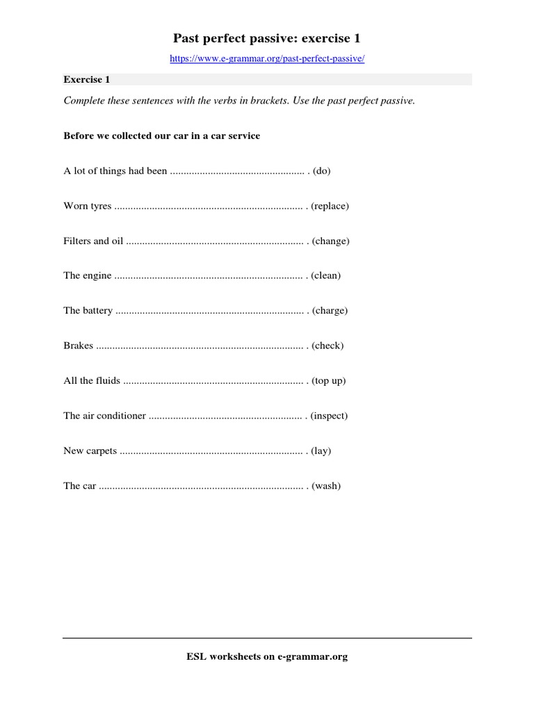 Past Perfect Passive Exercise 1 | PDF | Home & Garden | Computers