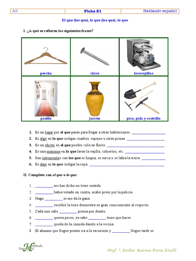 El Que La Que Lo Que | PDF