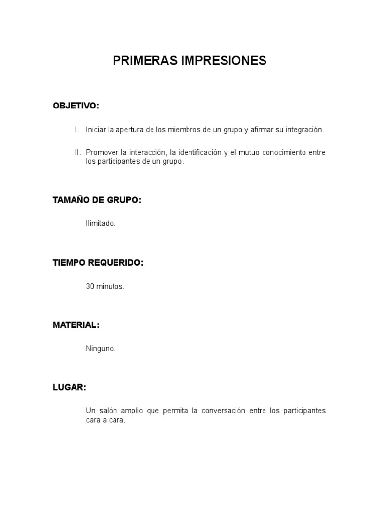 Primeras Impresiones | PDF