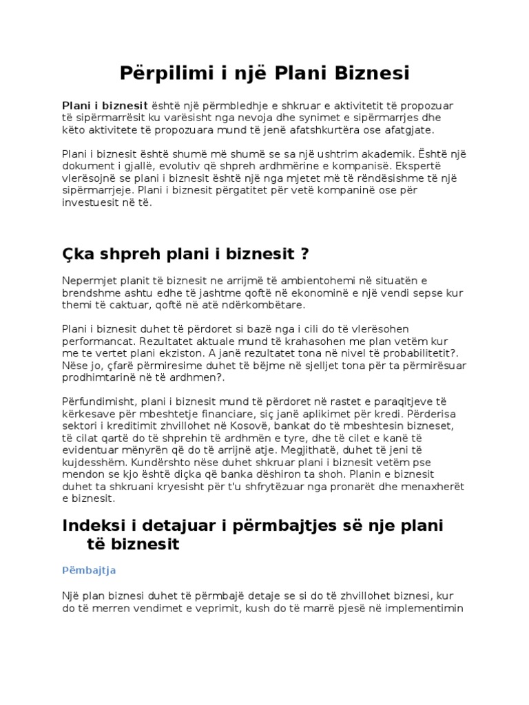Përpilimi i Planit te Biznesit | PDF