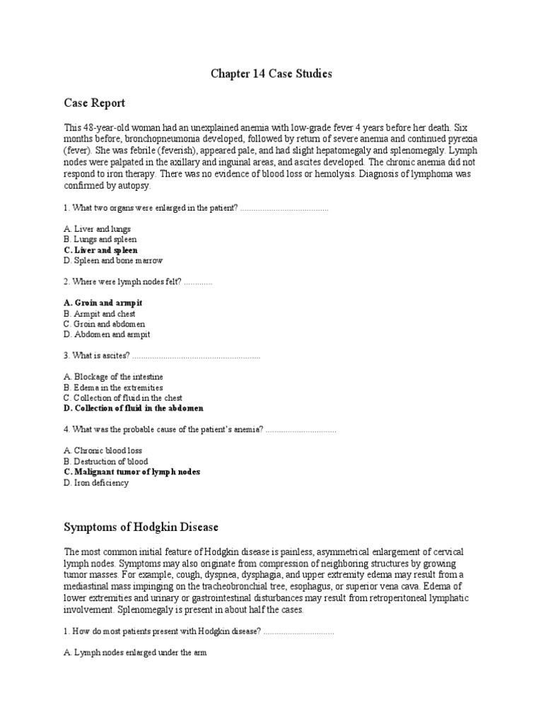Lymphoma Case Study and Symptoms | PDF | Lymphatic System | Lymph Node