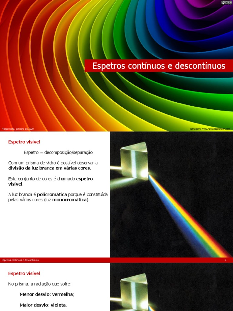 10ano Q 1 2 1 Espetros Continuos e Descontinuos | PDF | Espectro ...