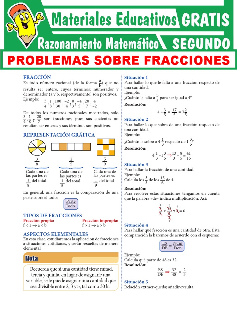 Ejercicios Con Fracciones Secundaria | PDF | Notación Matemática ...