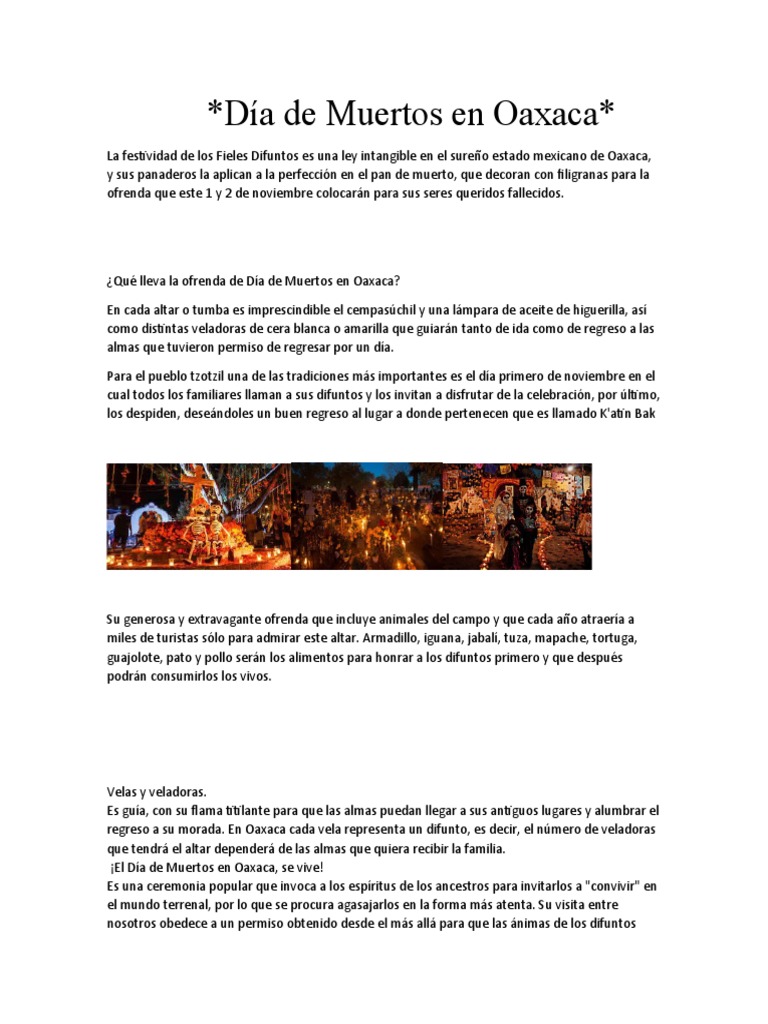 Día de Muertos: Tradiciones en Oaxaca | PDF