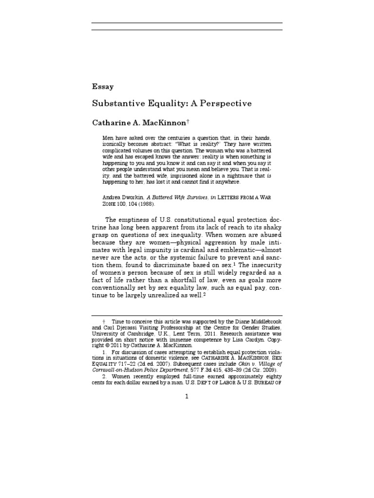 Substantive Equality. MacKinnon | PDF | Romer V. Evans | Equal ...