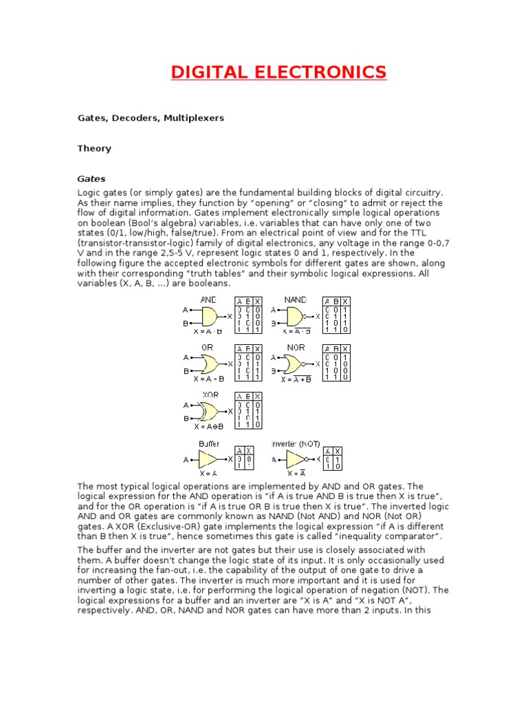 Digital Electronics | PDF | Logic Gate | Digital Electronics