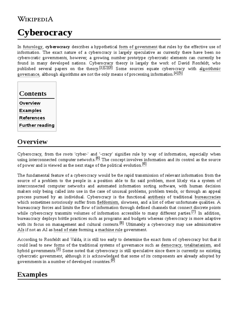 Cyberocracy: Examples References Further Reading | PDF | Cyberspace ...