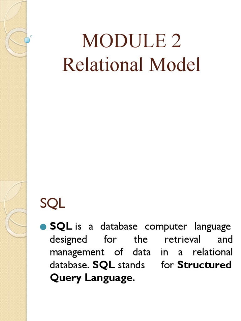 DBMS Module - 2 | PDF | Relational Database | Databases