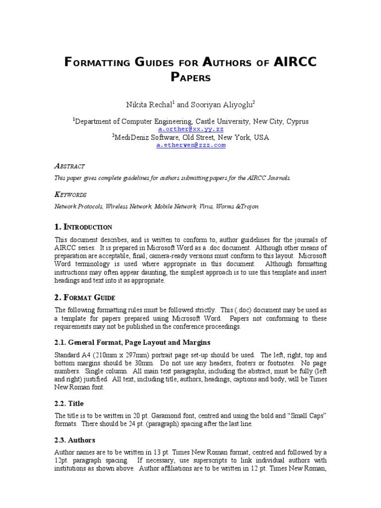 Aircc Template | PDF | Times New Roman | Microsoft Word
