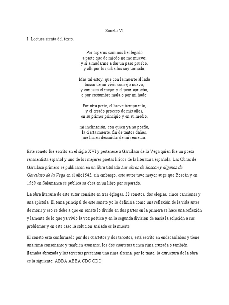 Soneto VI Lope de Vega | PDF | Sonetos | Poesía