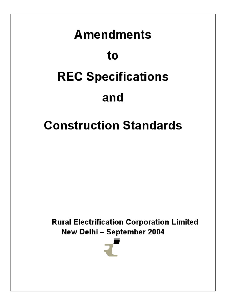 Amendments To REC Specifications and Construction Standards | PDF