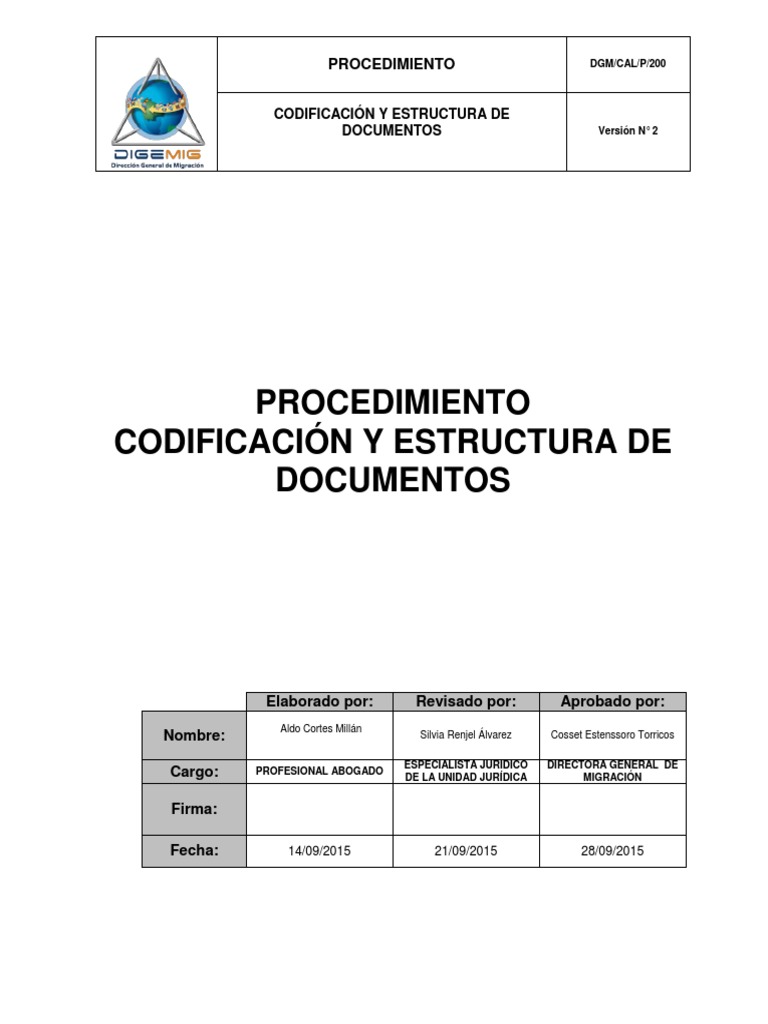 Codificacion y Estructuracion de Documentos | PDF | Sistema de manejo de calidad | Gestión de la ...