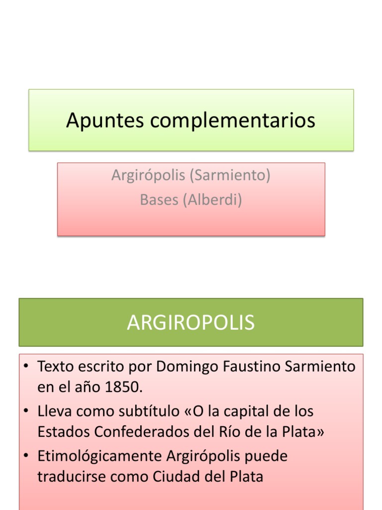 Apuntes Complementarios para Argirópolis y Las Bases | PDF ...