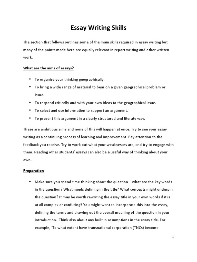 Essential Essay Writing Skills | PDF | Essays | Argument