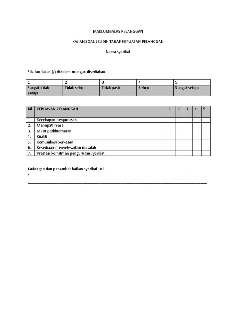 Score Cidb Maklum Balas Pelanggan | PDF