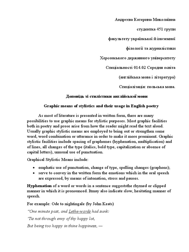 Graphical Stylistic Devices in English | PDF | Sentence (Linguistics ...