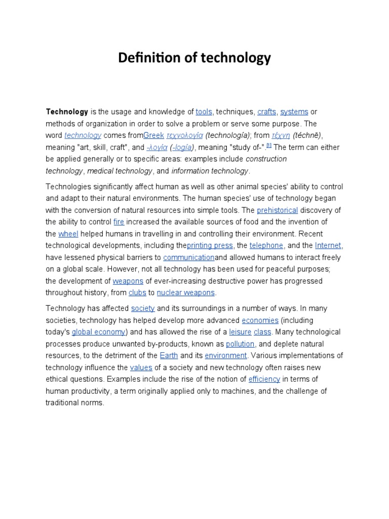 Definition of Technology | PDF | Educational Technology | Financial Markets