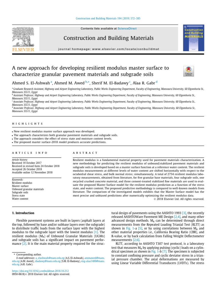 A New Approach For Developing Resilient Modulus Master Surface To | PDF ...