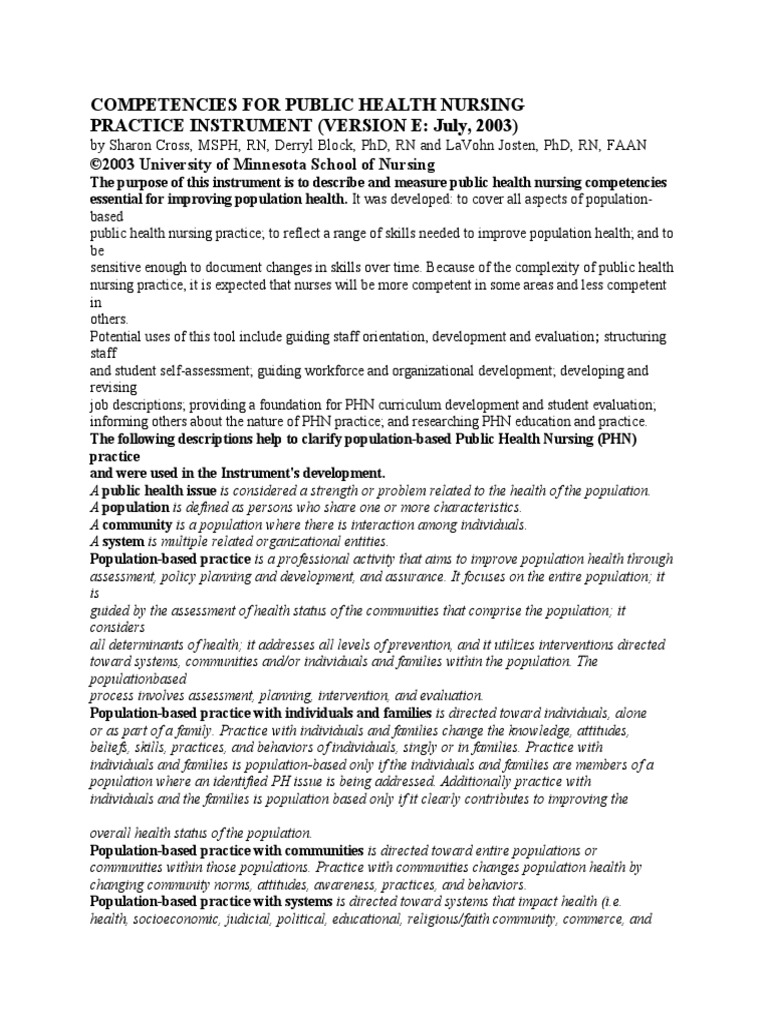 Competencies For Public Health Nursing | PDF | Public Health ...